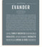 Evander Personalized Name Meaning Art Prints – Name Stories