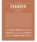 Evander Personalized Name Meaning Art Prints – Name Stories