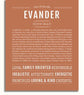 Evander Personalized Name Meaning Art Prints – Name Stories