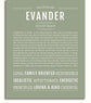 Evander Personalized Name Meaning Art Prints – Name Stories