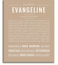 Evangeline Personalized Name Meaning Art Prints – Name Stories