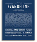 Evangeline Personalized Name Meaning Art Prints – Name Stories
