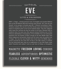 Eve Personalized Name Meaning Art Prints – Name Stories