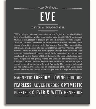 Eve Personalized Name Meaning Art Prints – Name Stories