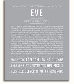 Eve Personalized Name Meaning Art Prints – Name Stories