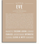 Eve Personalized Name Meaning Art Prints – Name Stories