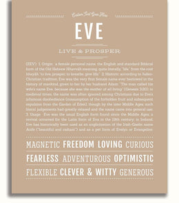 Eve Personalized Name Meaning Art Prints – Name Stories