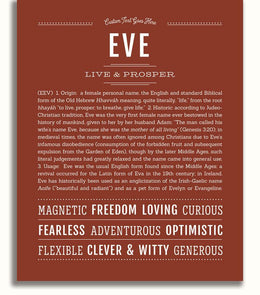 Eve Personalized Name Meaning Art Prints – Name Stories