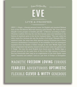 Eve Personalized Name Meaning Art Prints – Name Stories