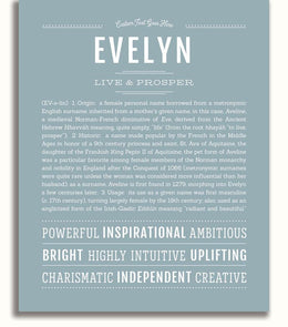 Evelyn Personalized Name Meaning Art Prints – Name Stories