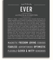 Ever Personalized Name Meaning Art Prints – Name Stories
