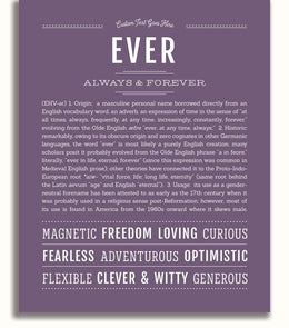 Ever Personalized Name Meaning Art Prints – Name Stories