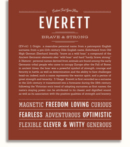 Everett Personalized Name Meaning Art Prints – Name Stories