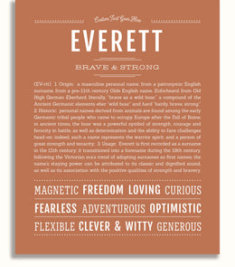 Everett Personalized Name Meaning Art Prints – Name Stories