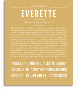 Everette Personalized Name Meaning Art Prints – Name Stories