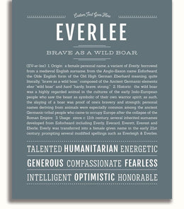 Everlee Personalized Name Meaning Art Prints – Name Stories