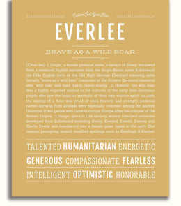 Everlee Personalized Name Meaning Art Prints – Name Stories