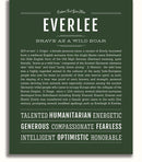 Everlee Personalized Name Meaning Art Prints – Name Stories