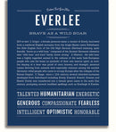 Everlee Personalized Name Meaning Art Prints – Name Stories