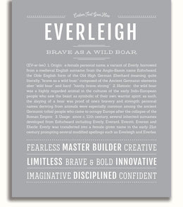 Everleigh Personalized Name Meaning Art Prints – Name Stories