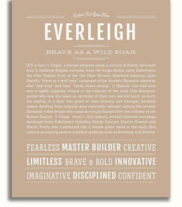 Everleigh Personalized Name Meaning Art Prints – Name Stories