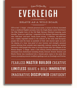 Everleigh Personalized Name Meaning Art Prints – Name Stories