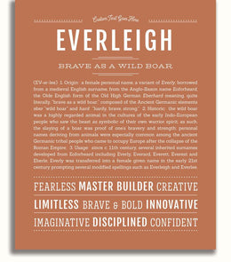 Everleigh Personalized Name Meaning Art Prints – Name Stories