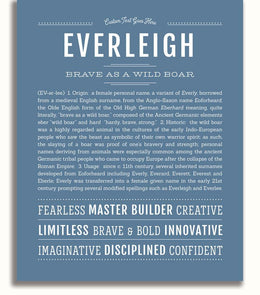 Everleigh Personalized Name Meaning Art Prints – Name Stories
