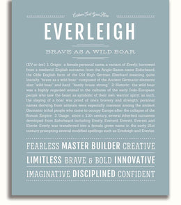 Everleigh Personalized Name Meaning Art Prints – Name Stories