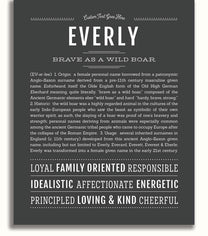 Everly Personalized Name Meaning Art Prints – Name Stories