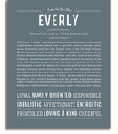 Everly Personalized Name Meaning Art Prints – Name Stories