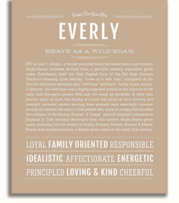 Everly Personalized Name Meaning Art Prints – Name Stories