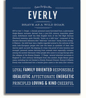 Everly Personalized Name Meaning Art Prints – Name Stories