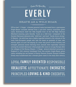 Everly Personalized Name Meaning Art Prints – Name Stories