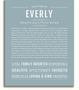 Everly Personalized Name Meaning Art Prints – Name Stories