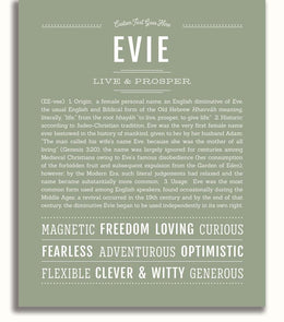 Evie Personalized Name Meaning Art Prints – Name Stories