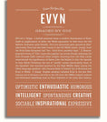 Evyn Personalized Name Meaning Art Prints – Name Stories