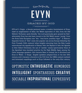 Evyn Personalized Name Meaning Art Prints – Name Stories