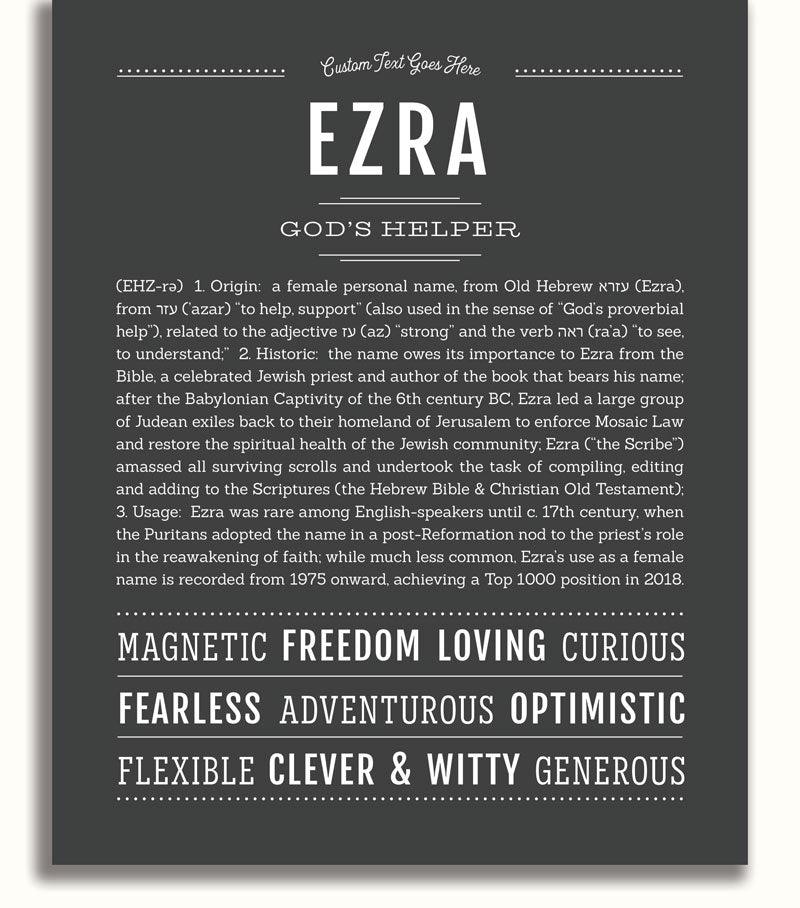 Ezra Personalized Name Meaning Art Prints – Name Stories