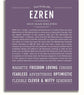 Ezren Personalized Name Meaning Art Prints – Name Stories
