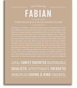 Fabian Personalized Name Meaning Art Prints – Name Stories