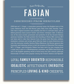 Fabian Personalized Name Meaning Art Prints – Name Stories
