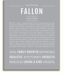 Fallon Personalized Name Meaning Art Prints – Name Stories