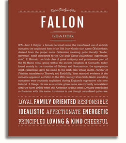 Fallon Personalized Name Meaning Art Prints – Name Stories