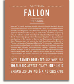 Fallon Personalized Name Meaning Art Prints – Name Stories
