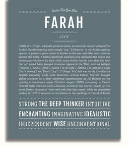 Farah Personalized Name Meaning Art Prints – Name Stories