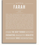 Farah Personalized Name Meaning Art Prints – Name Stories