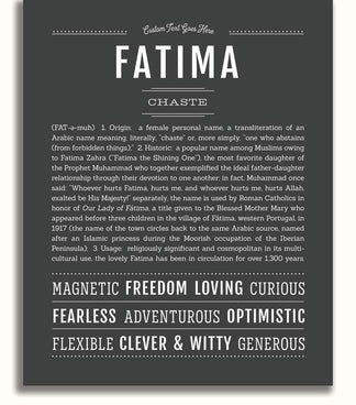 Fatima Personalized Name Meaning Art Prints – Name Stories