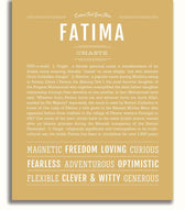 Fatima Personalized Name Meaning Art Prints – Name Stories