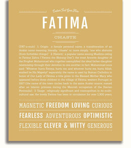 Fatima Personalized Name Meaning Art Prints – Name Stories